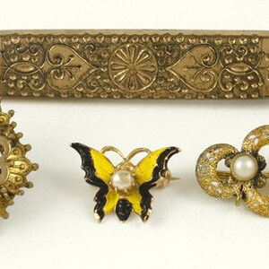 4 Gold-plated Victorian Pins Enamel Rhinestones - Etsy