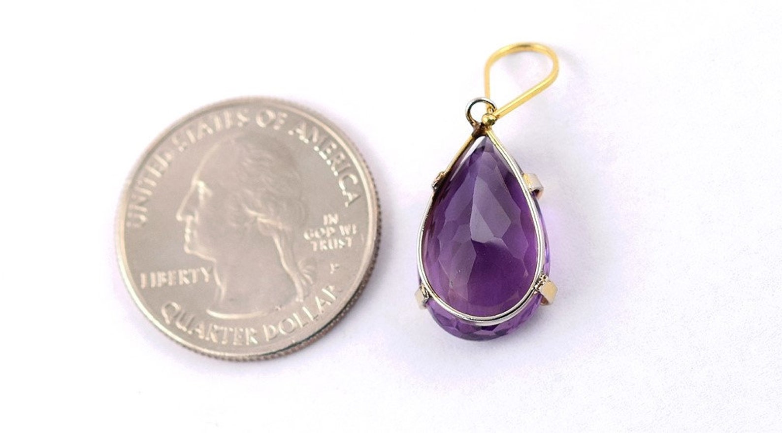 Queenly Natural Purple Pear-shaped Amethyst Gemstone Pendant With GF ...