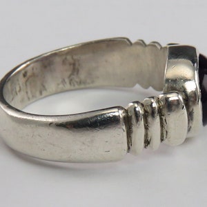Handcrafted Sterling Silver and Amethyst Gemstone Cabochon Ring Size 5 ...