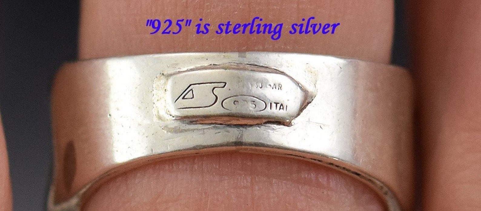 Large Sterling Silver Italian Ring W/ Abstract Form and - Etsy