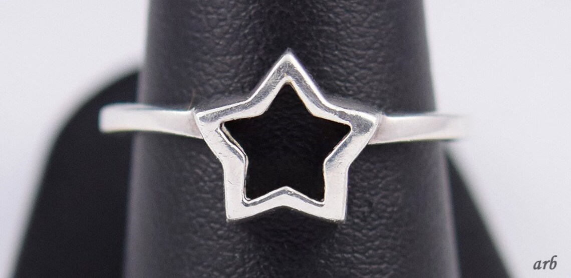 Shining Modern Sterling Silver Ring w/ Open Star Shape Size 9 | Etsy