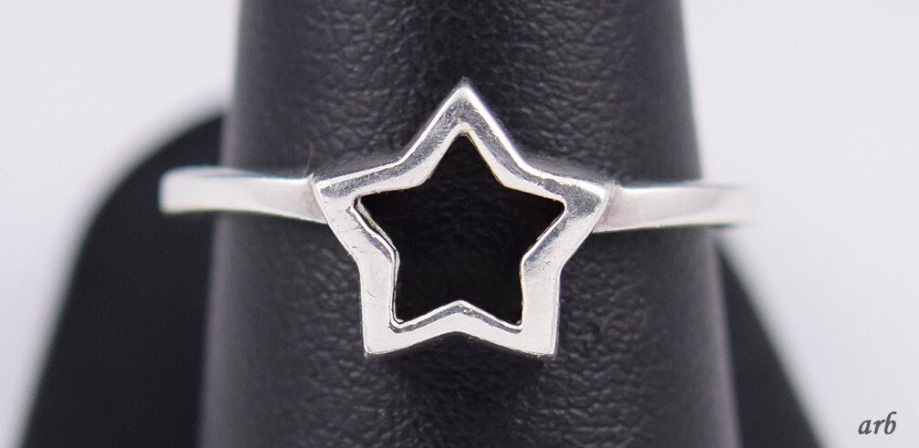 Shining Modern Sterling Silver Ring W/ Open Star Shape Size 9 - Etsy