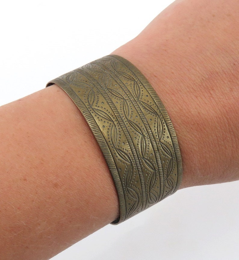 Vintage Hand Engraved Bronze Metal Thick Statement Cuff - Etsy