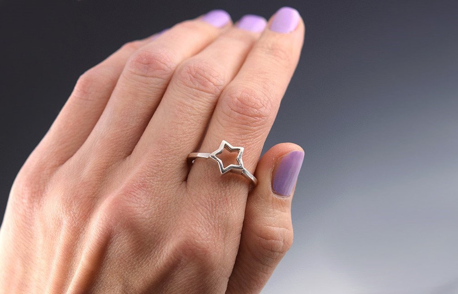 Shining Modern Sterling Silver Ring W/ Open Star Shape Size 9 - Etsy