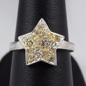 Adorable Modern Sterling Silver Star Shaped Ring Set W/ Sparkling ...