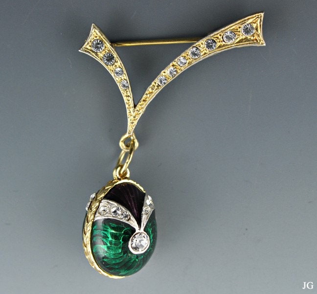Sterling Silver Gilded Enameled Rhinestone Pin/brooch - Etsy