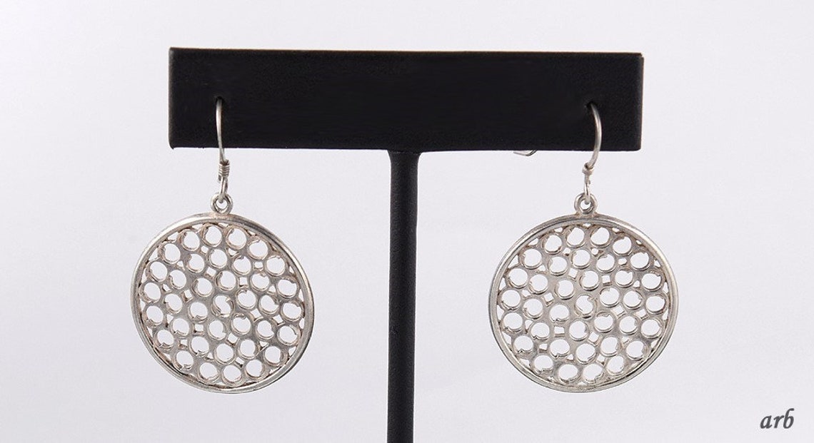 Fine Pair of Modern Sterling Silver Round Pierced Earrings - Etsy