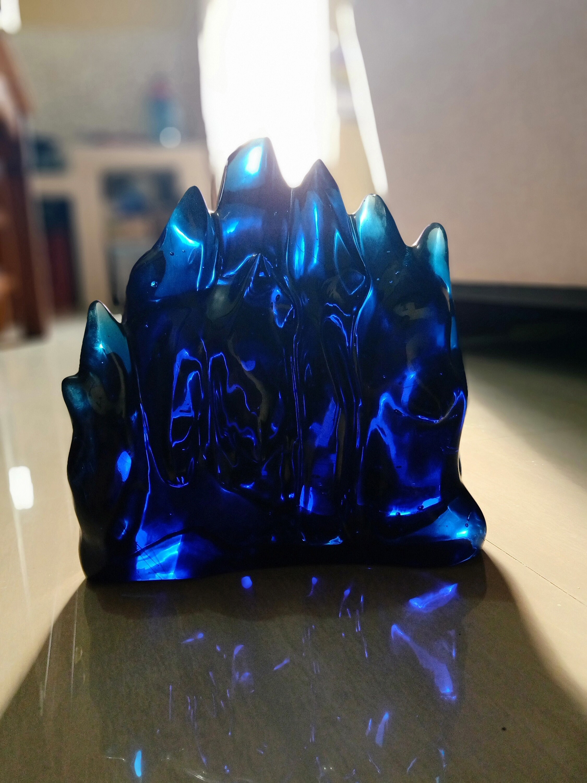 20 KG Royal Blue Andara Crystal Relief With Light and Wood Base - Etsy