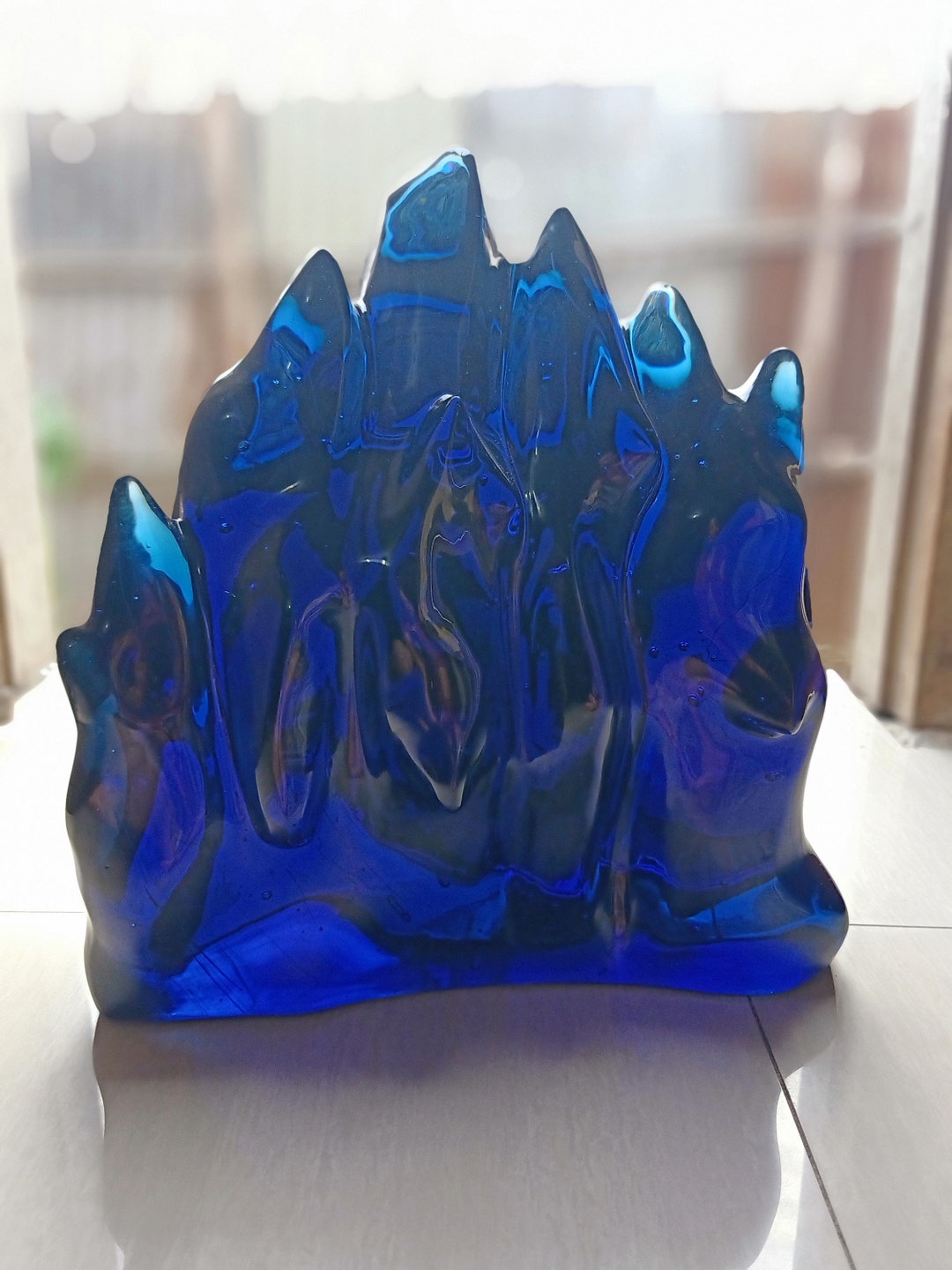 20 KG Royal Blue Andara Crystal Relief With Light and Wood Base - Etsy
