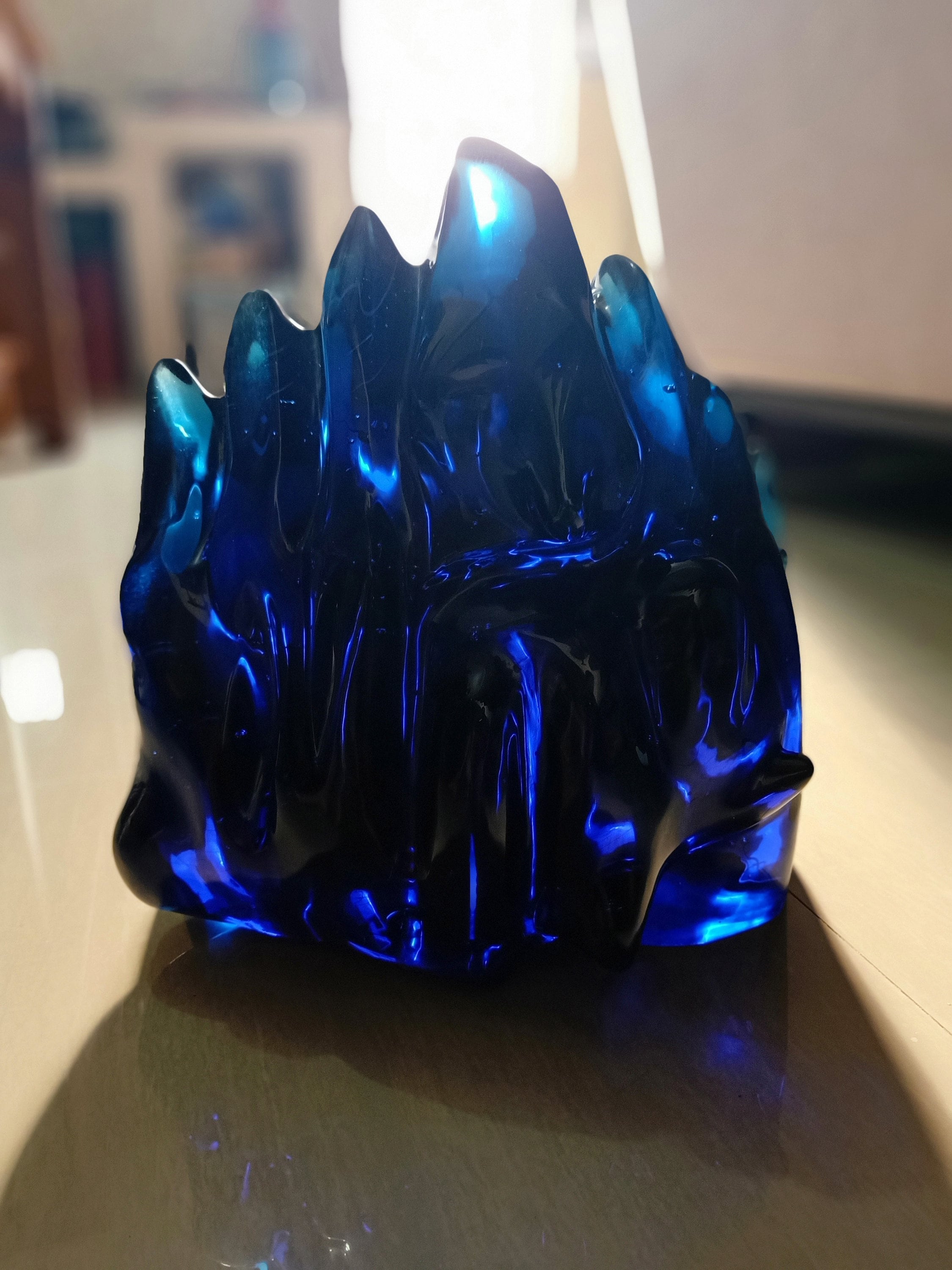 20 KG Royal Blue Andara Crystal Relief With Light and Wood Base - Etsy