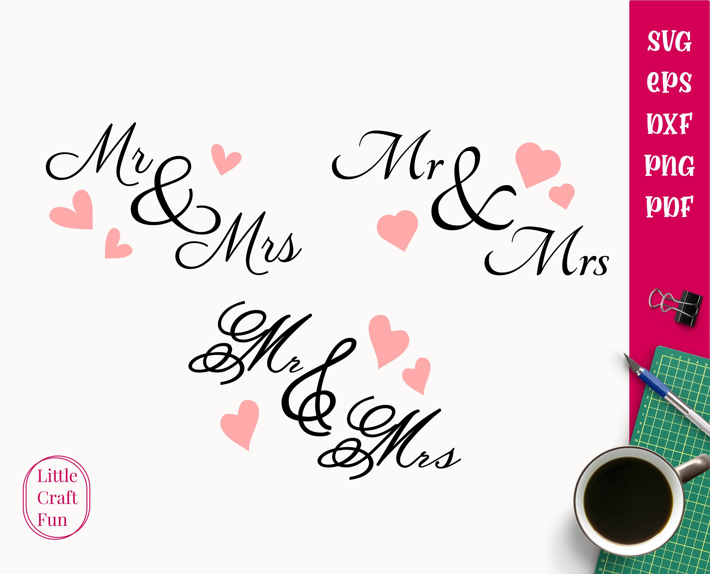 Mr and Mrs Svg With Hearts, Mr Svg, Mrs Svg, Cut Files for Cricut ...