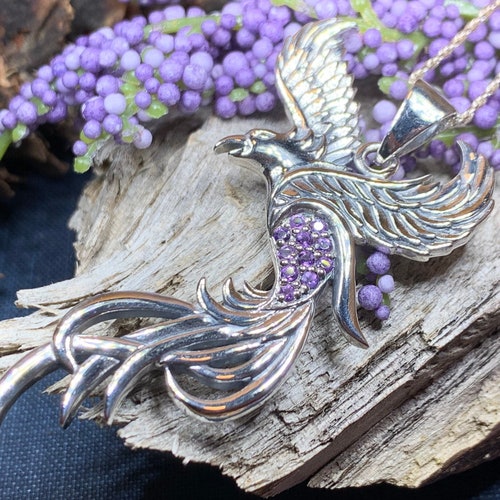 Phoenix Necklace Celtic Jewelry Bird Pendant Firebird - Etsy