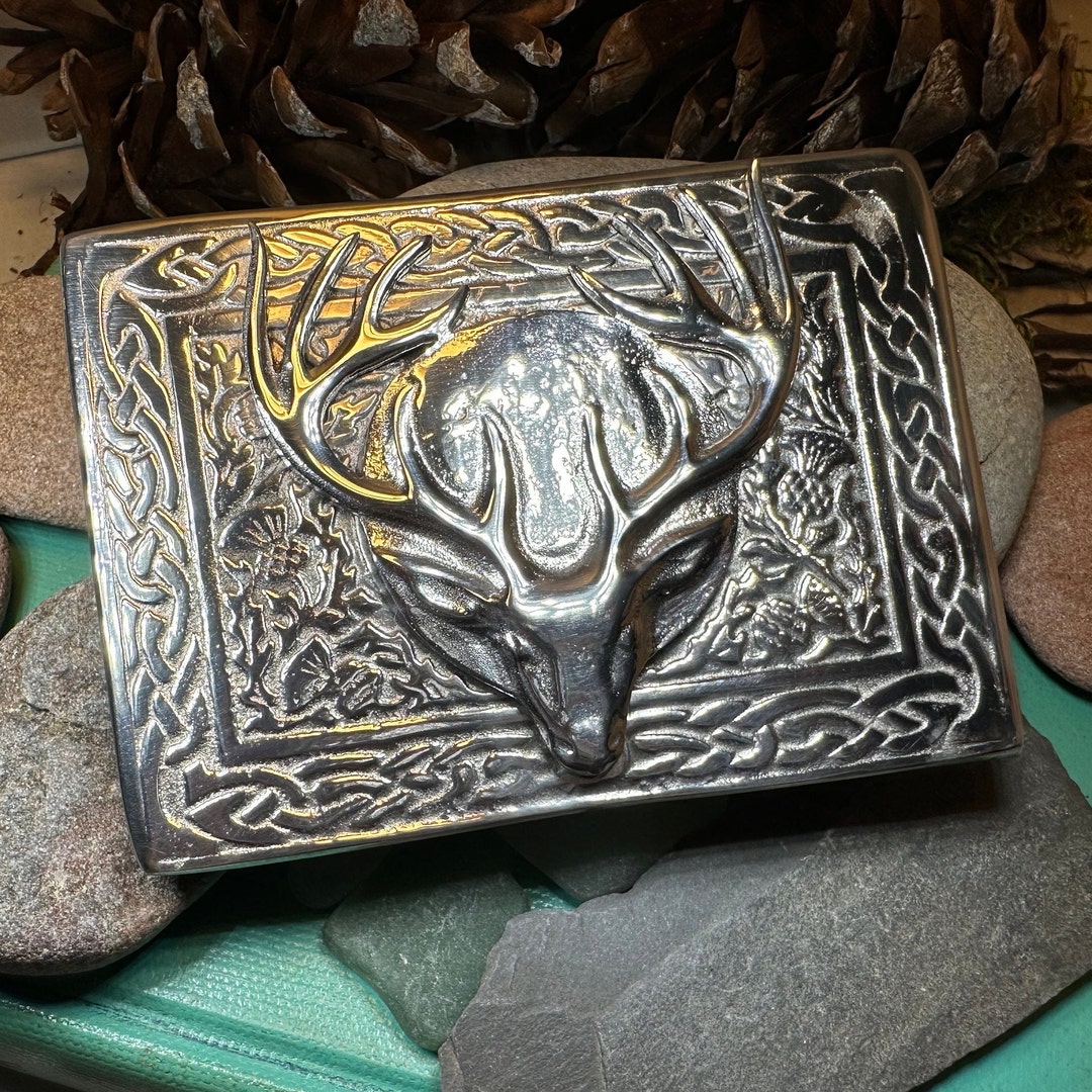 Celtic Kilt Belt Buckle, Scottish Belt Buckle, Pewter Stag Buckle ...