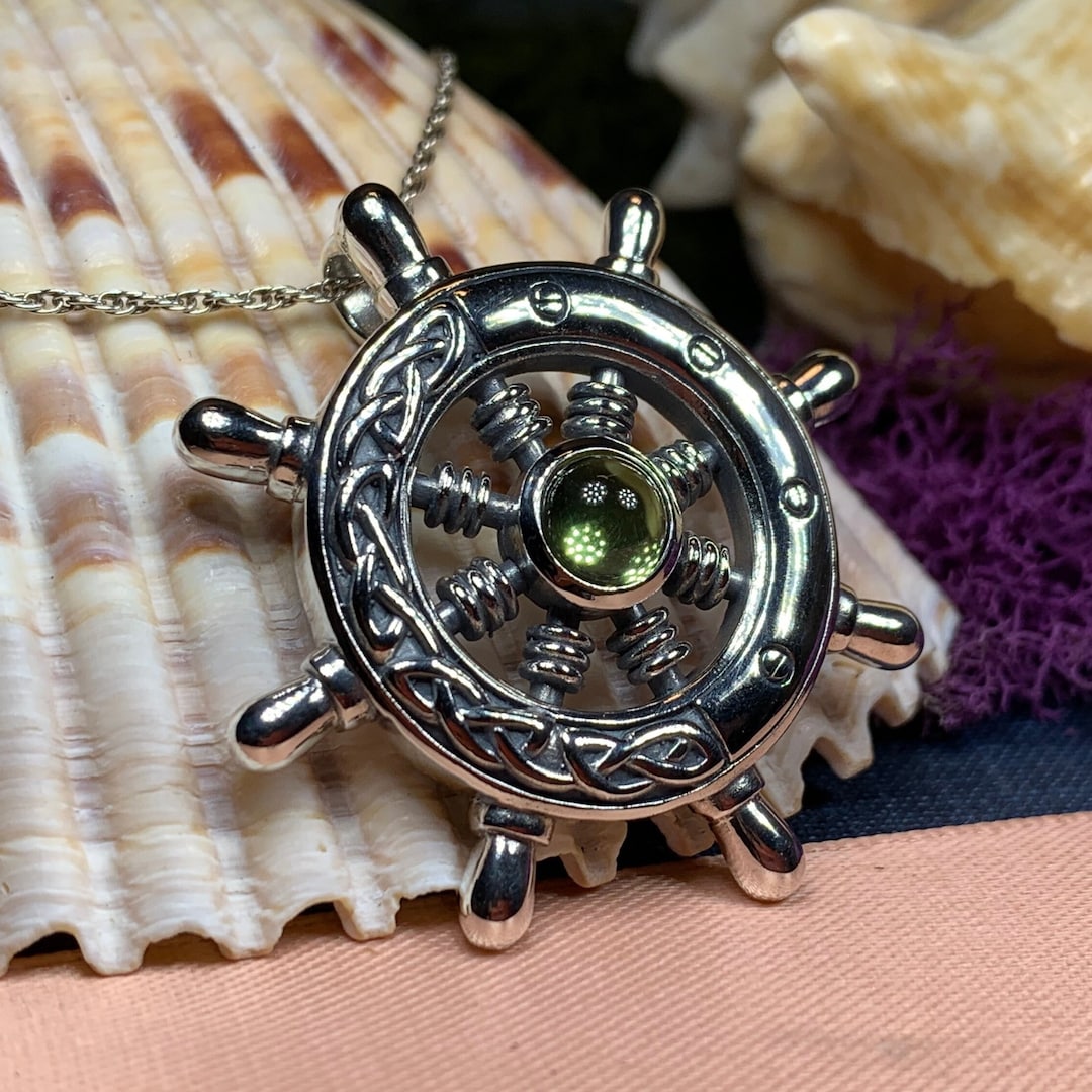 Anchor Necklace, Nautical Jewelry, Ship's Wheel Pendant, Dad Gift ...