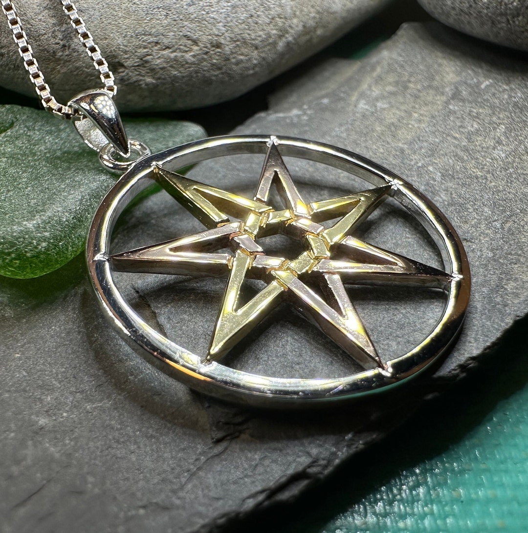 Elven Star Necklace, Seven Pointed Star Necklace, Celestial Pendant ...