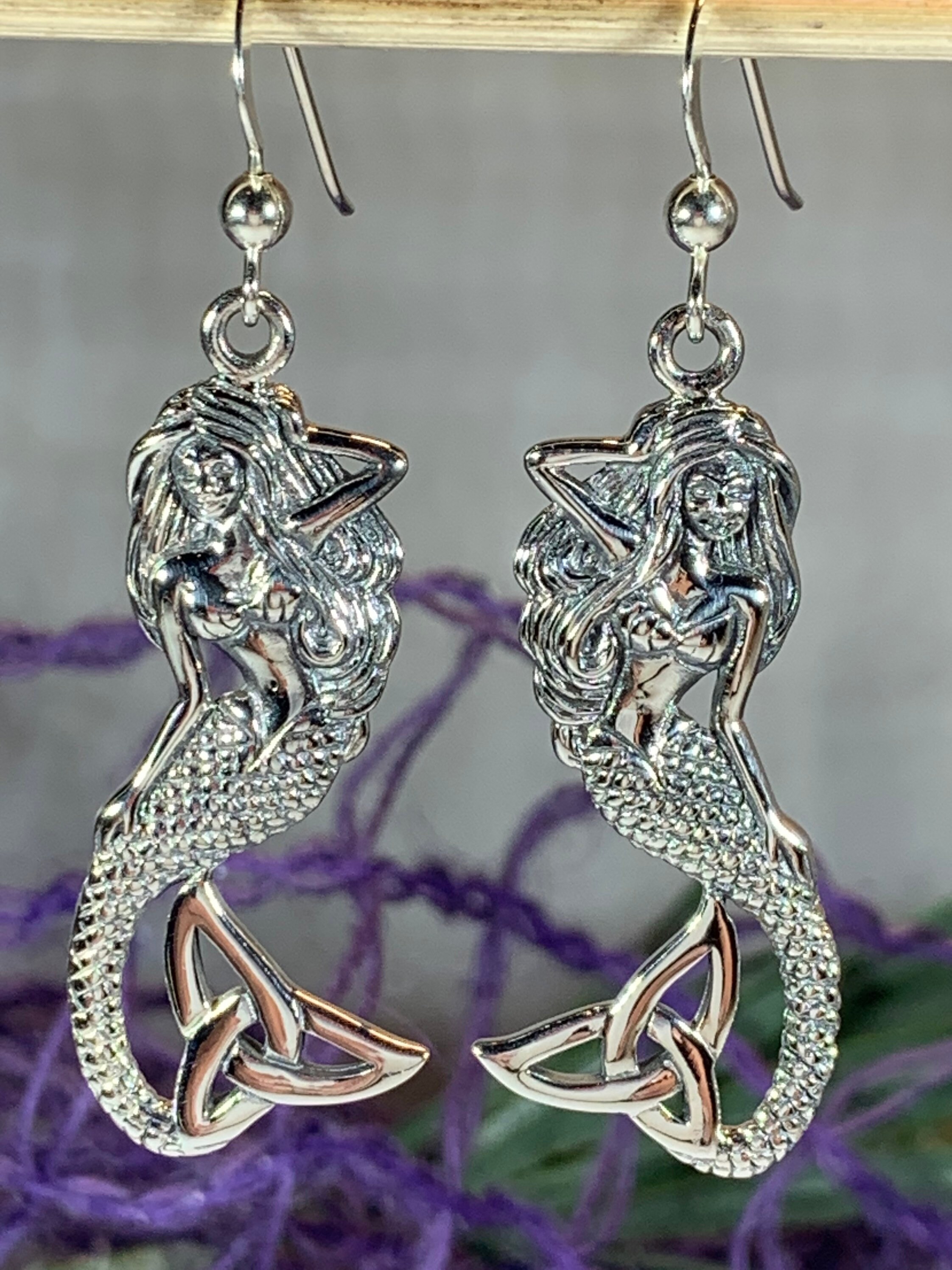 Mermaid Earrings, Celtic Jewelry, Trinity Knot Earrings, Inspirational ...
