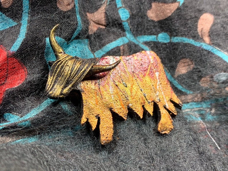 Highland Cow Brooch Scottish Cow Heather Jewelry Scotland | Etsy