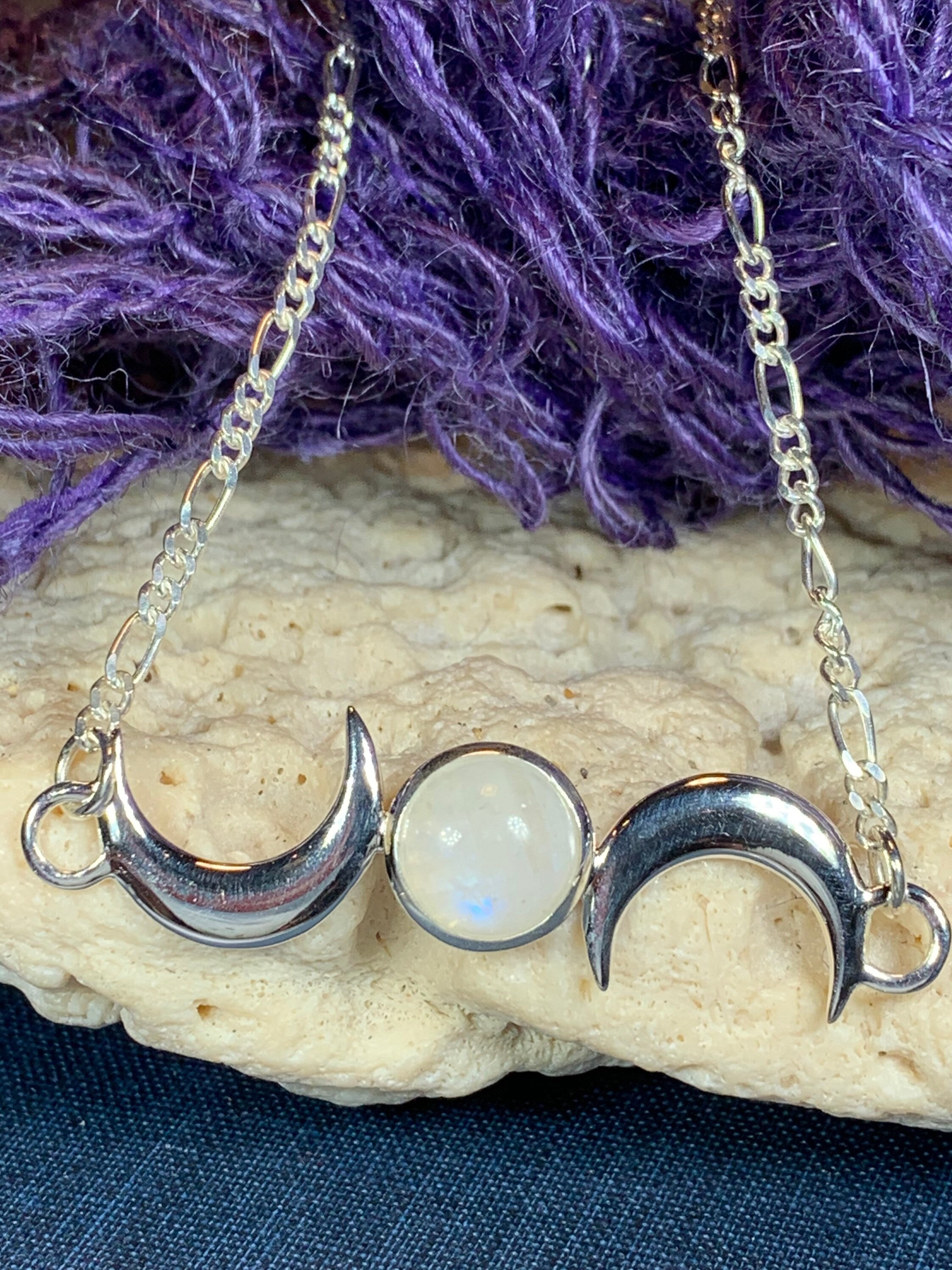 Moon Necklace Triple Moon Pendant Goddess Pendant Celtic | Etsy