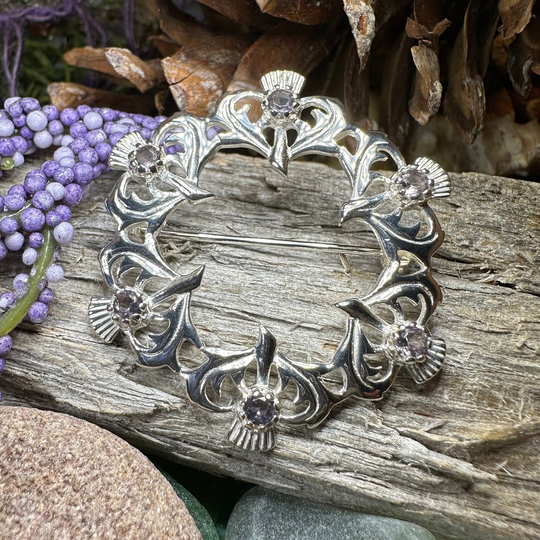 Thistle Brooch, Scotland Pin, Silver Celtic Jewelry, Mom Gift, Scarf ...