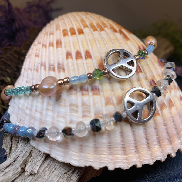 Friendship Anklet Peace Sign - Etsy