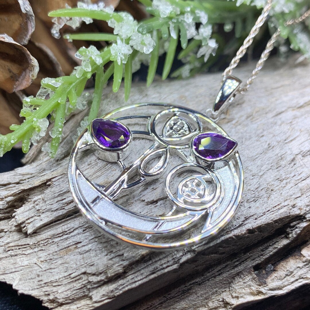 Mackintosh Necklace, Scottish Jewelry, Amethyst Pendant, Celtic Jewelry ...