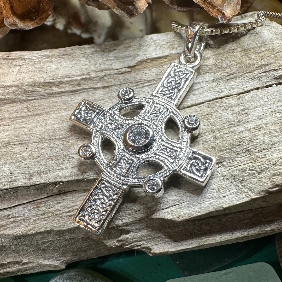 Celtic Cross Necklace, Scottish Jewelry, Diamond Cross Pendant, First ...