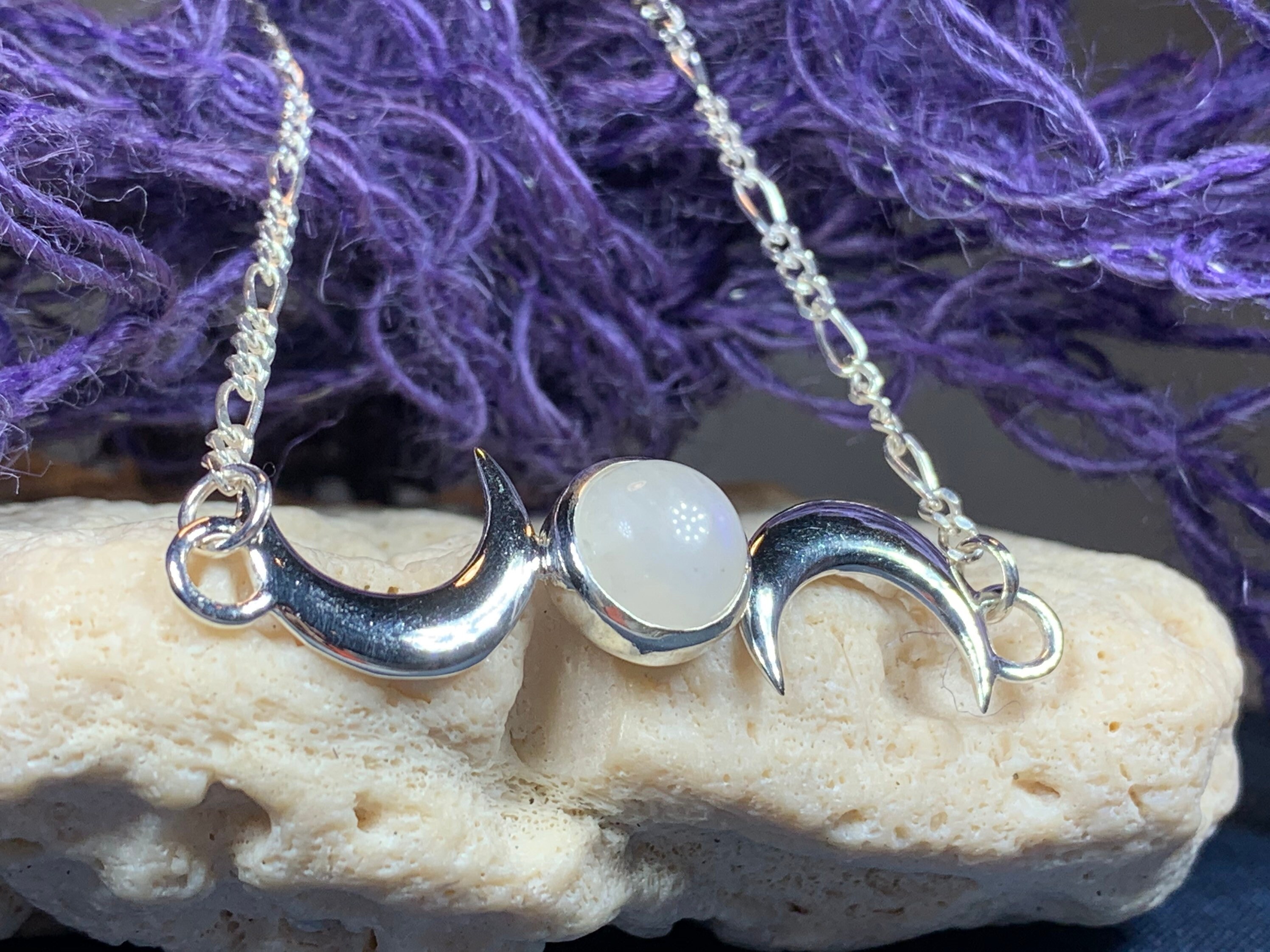 Moon Necklace Triple Moon Pendant Goddess Pendant Celtic | Etsy