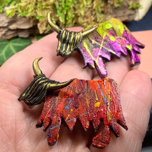 Highland Cow Brooch Scottish Cow Heather Jewelry Scotland - Etsy