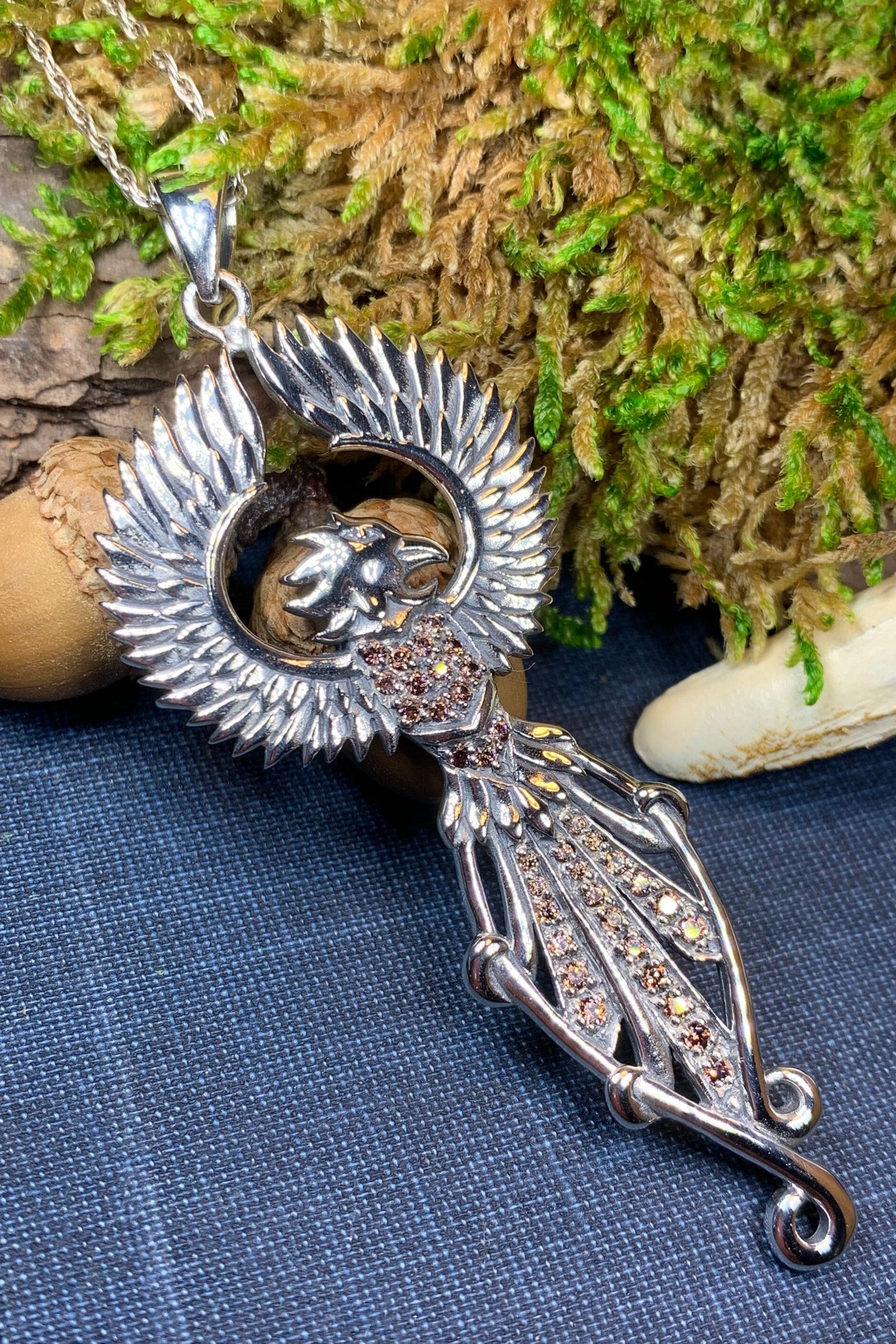 Phoenix Necklace Celtic Jewelry Bird Pendant Firebird | Etsy