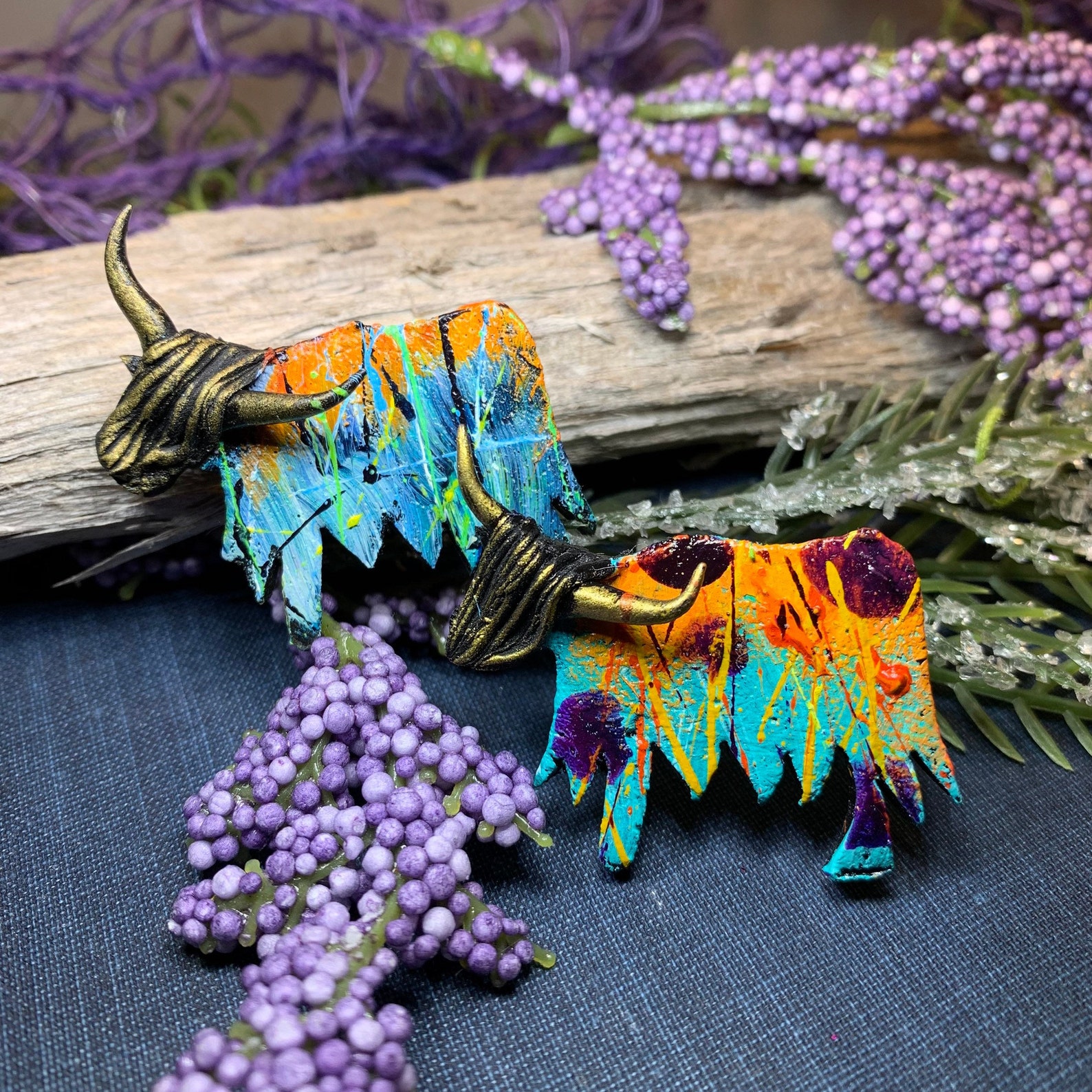 Highland Cow Brooch Scottish Cow Heather Jewelry Scotland - Etsy