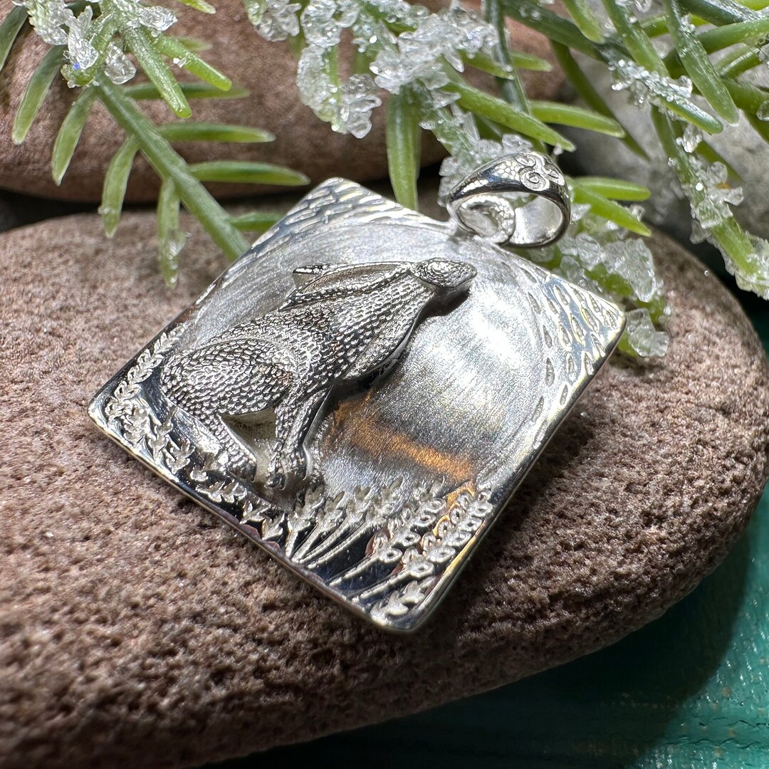 Rabbit Necklace, Nature Jewelry, Full Moon Pendant, Hare Necklace ...