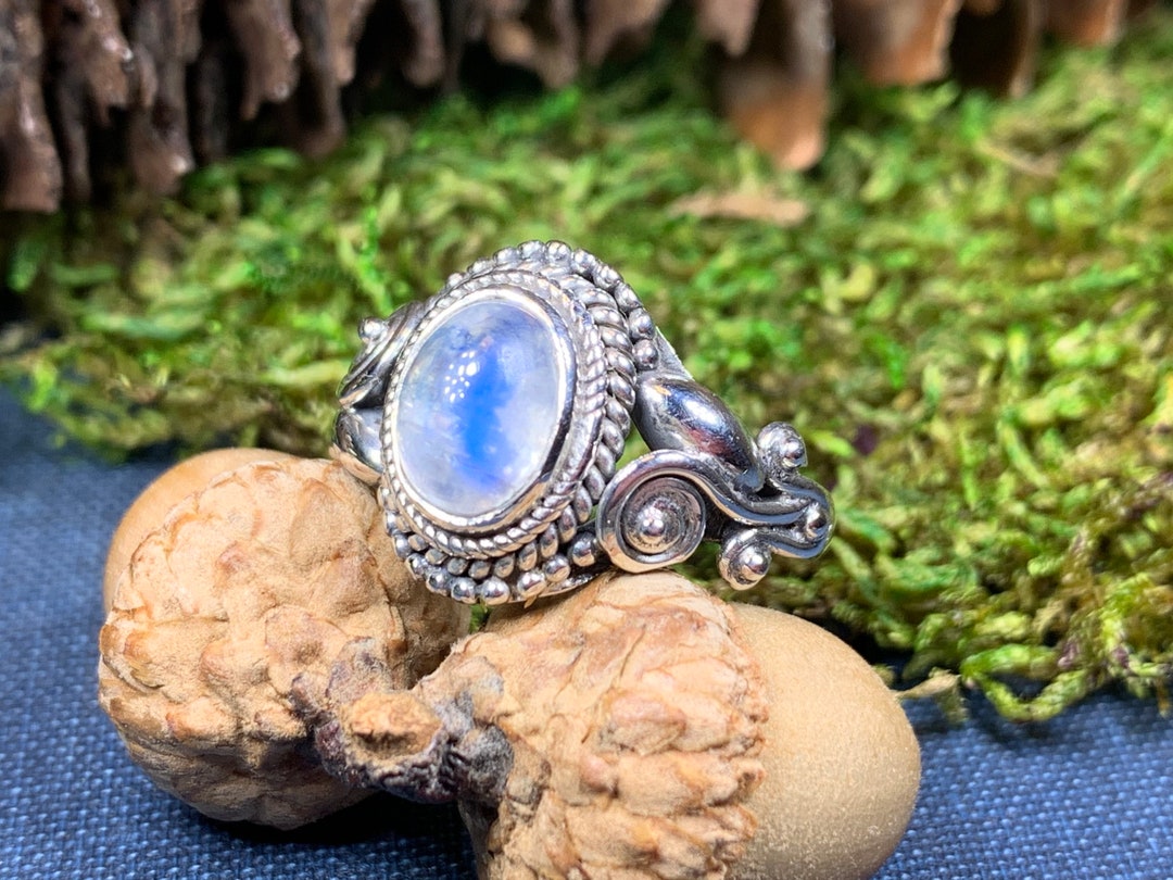 Celtic Vines Ring, Celtic Jewelry, Silver Moonstone Ring, Irish Jewelry ...