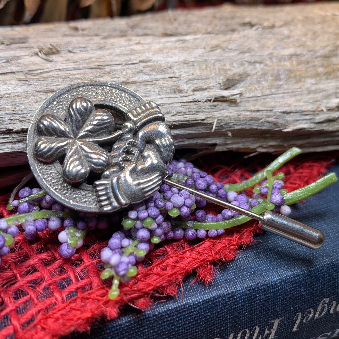 Claddagh Stick Pin, Irish Jewelry, Celtic Lapel Pin, Shamrock Pin ...