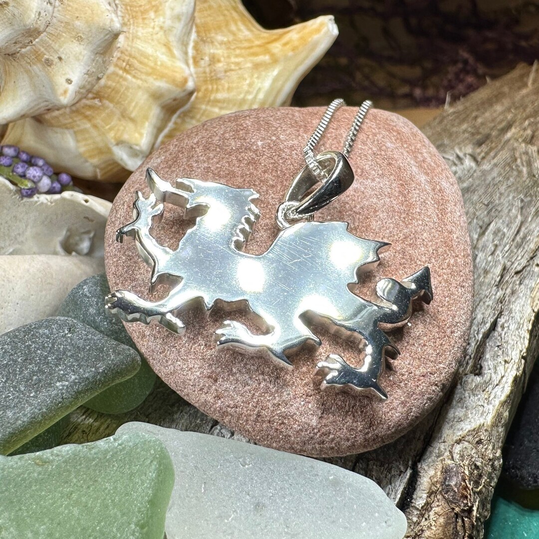 Welsh Dragon Necklace, Wales Pendant, Large Celtic Dragon, Celtic ...