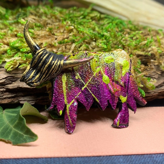 Highland Cow Brooch Scottish Cow Heather Jewelry Scotland | Etsy