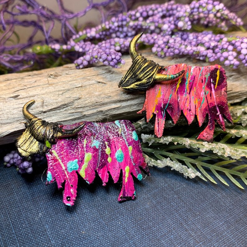 Highland Cow Brooch Scottish Cow Heather Jewelry Scotland - Etsy
