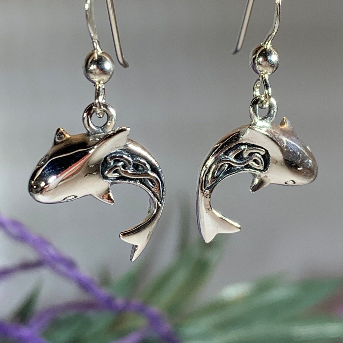 Shark Earrings Celtic Jewelry Celtic Shark Earrings Ocean - Etsy