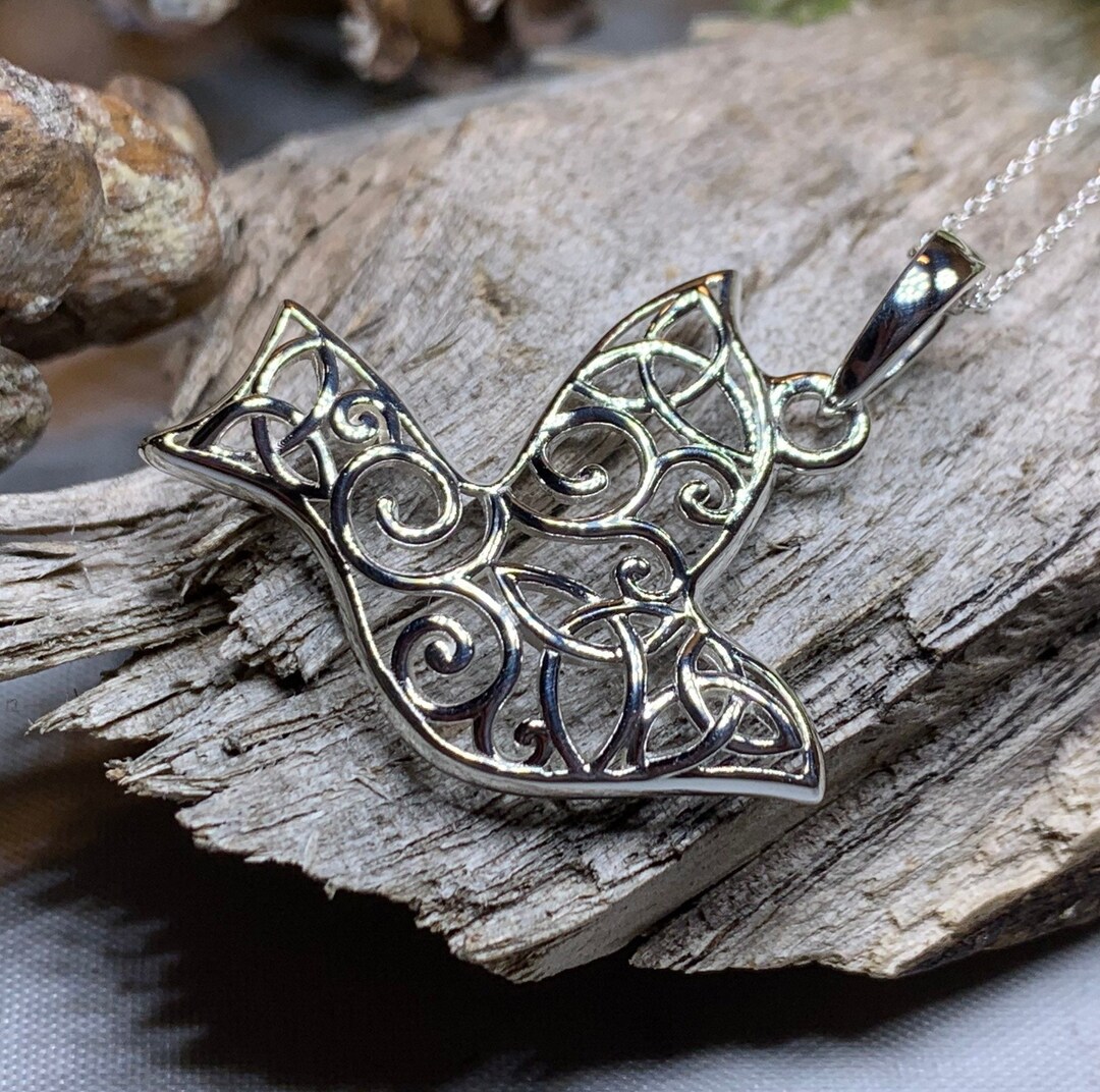 Celtic Dove Necklace, Trinity Knot Pendant, Scotland Jewelry, Peace ...