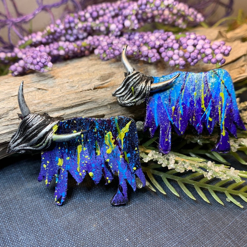 Highland Cow Brooch Scottish Cow Heather Jewelry Scotland - Etsy