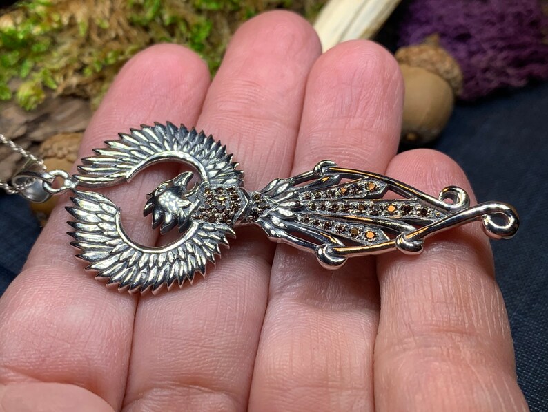 Phoenix Necklace Celtic Jewelry Bird Pendant Firebird | Etsy