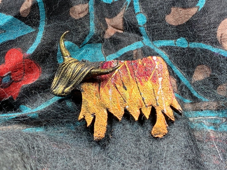 Highland Cow Brooch Scottish Cow Heather Jewelry Scotland | Etsy