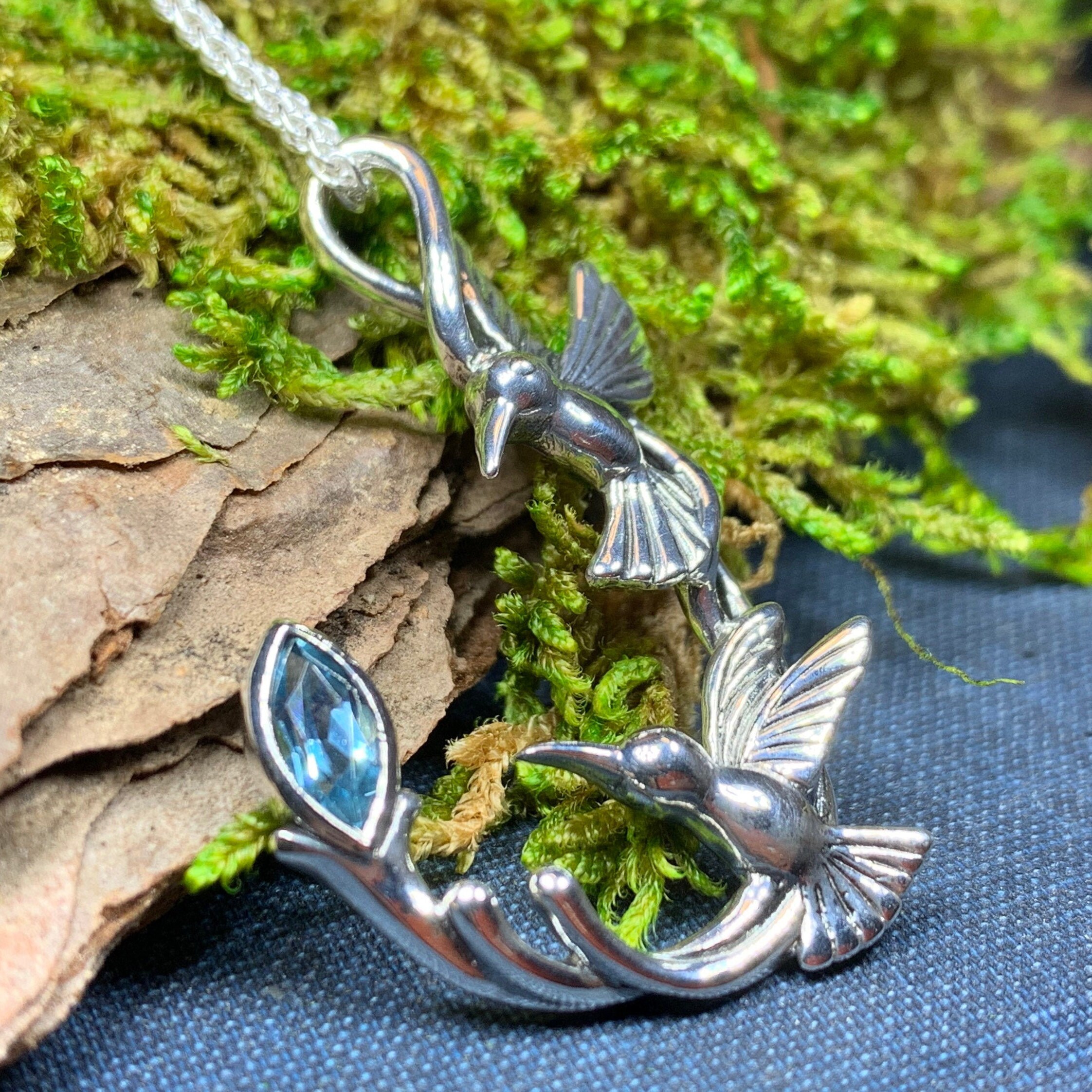 Hummingbird Necklace Silver Celtic Jewelry Bird Jewelry | Etsy