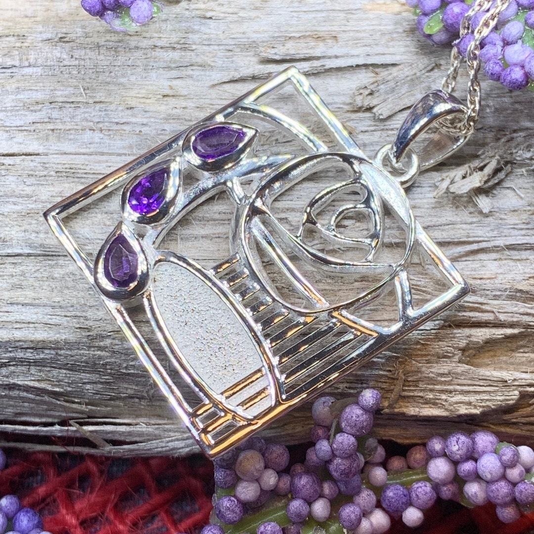 Mackintosh Necklace, Scottish Jewelry, Amethyst Pendant, Celtic Jewelry ...