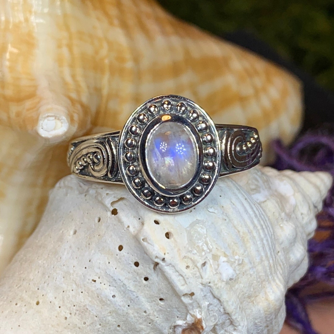 Celtic Spiral Ring, Moonstone Ring, Scottish Ring, Promise Ring ...