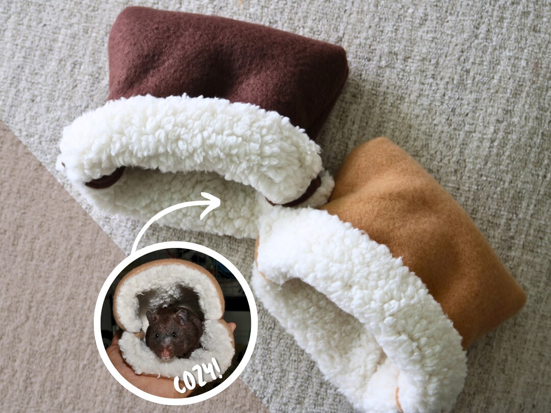 Fleece Snuggle Sack for Hamster With Sherpa Hide House for Rodents ...