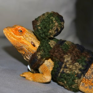 Bearded Dragon Camo Hoodie for Pet Lizard Army Pattern Sweater Reptile ...