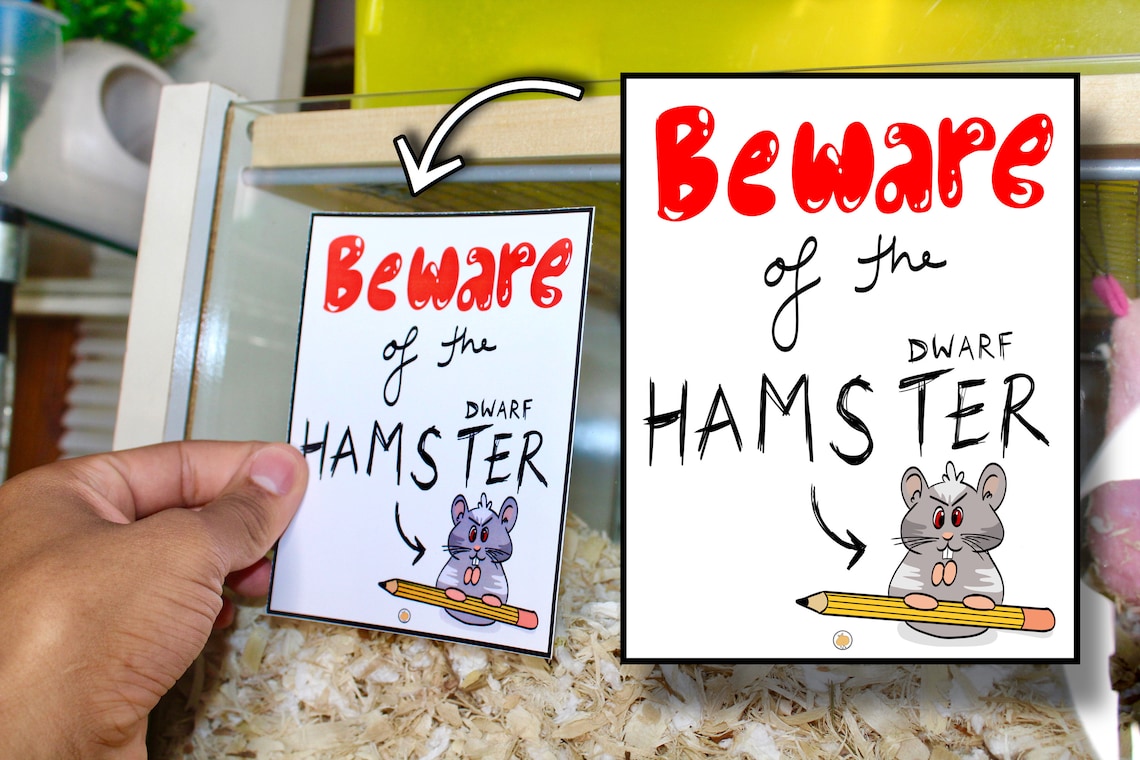 Reusable Dwarf Hamster Sign Poster Beware Pet Sign Made for Pet Cages ...