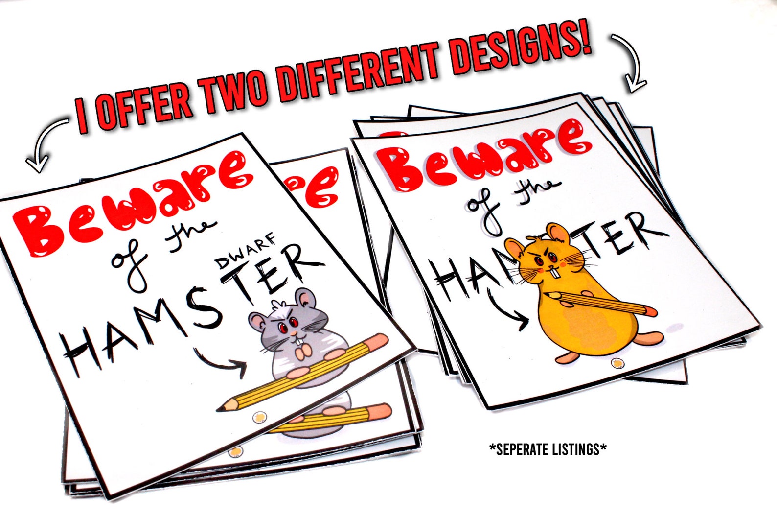 Reusable Dwarf Hamster Sign Poster Beware Pet Sign Made for Pet Cages ...