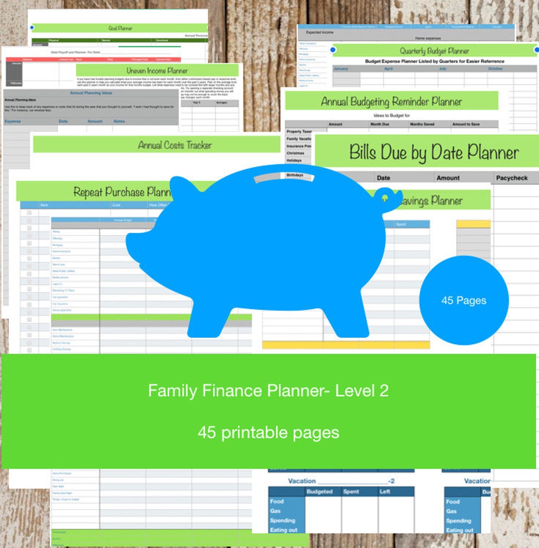 Blank Level 2 Family Finance Planner Workbook/ Budget/ Monthly Planner ...