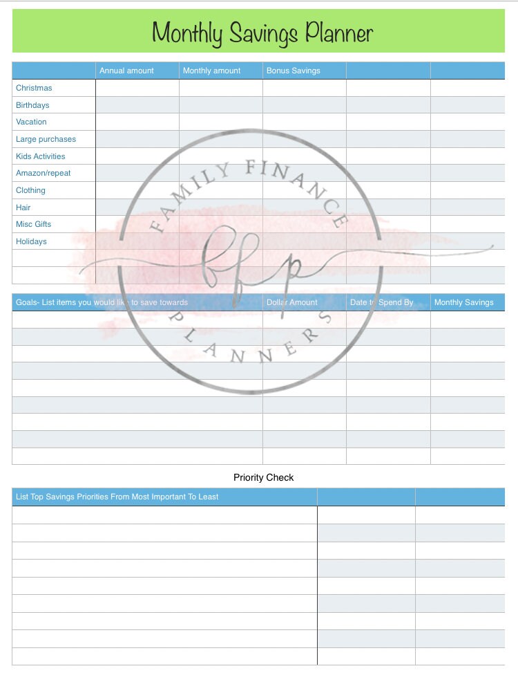 Blank Level 2 Family Finance Planner Workbook/ Budget/ Monthly - Etsy
